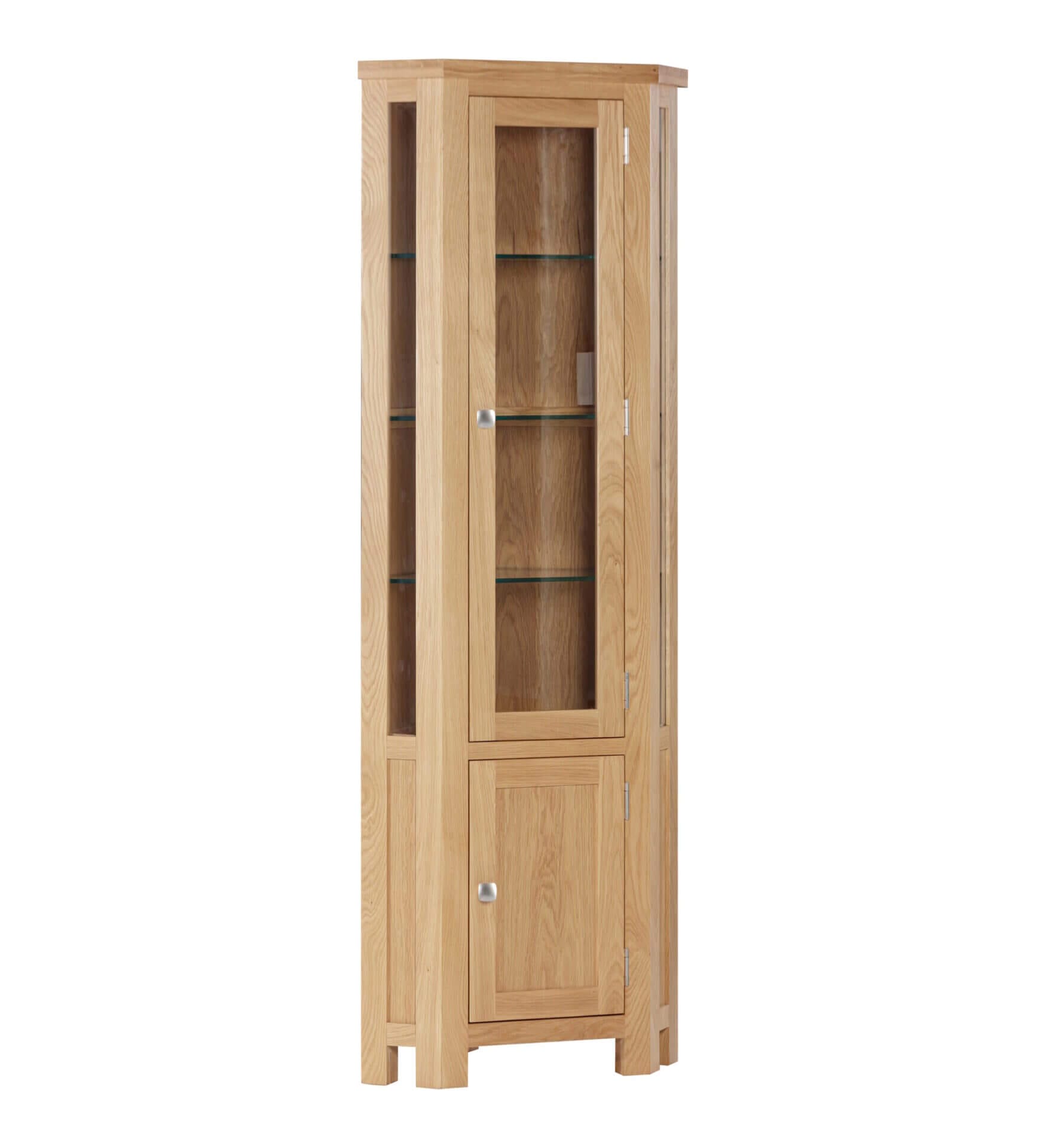 Light oak corner display cabinet store