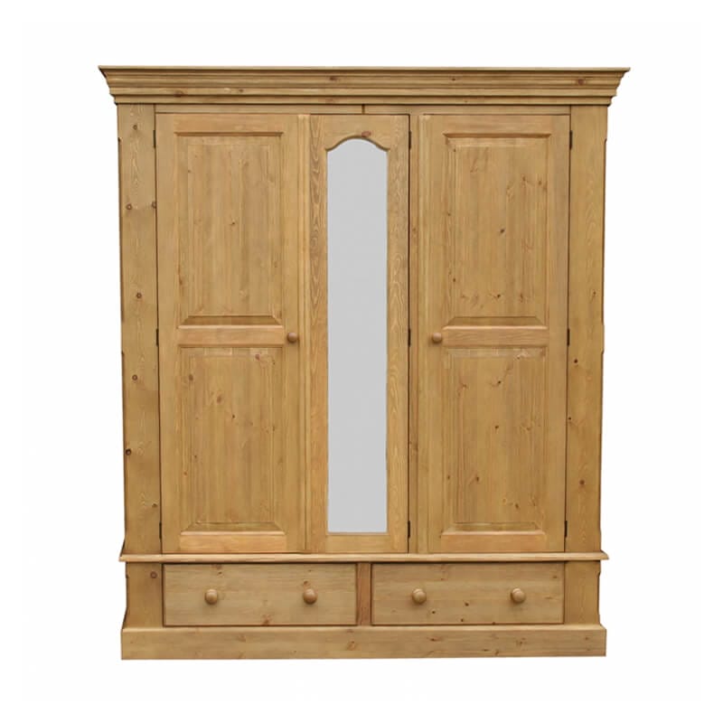 Triple wardrobe with drawers and mirror store