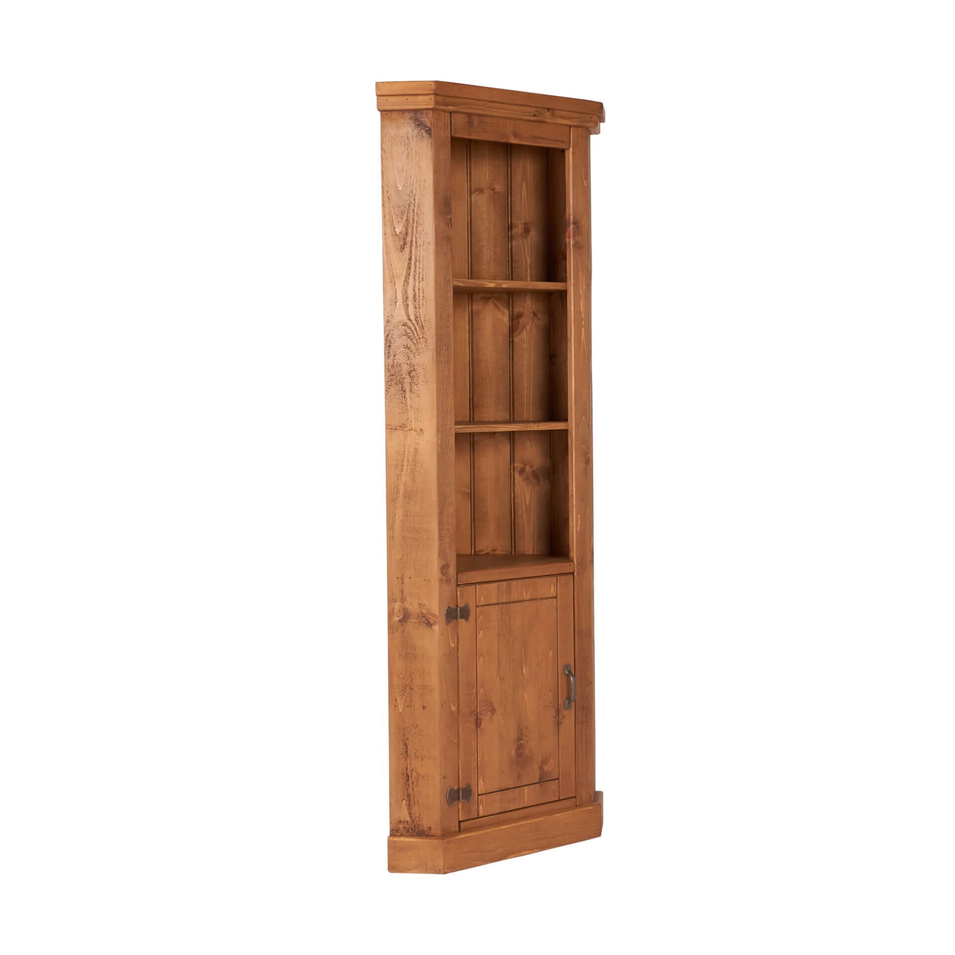 Rustic Plank Tall Corner Unit with Lower Cupboard paint white