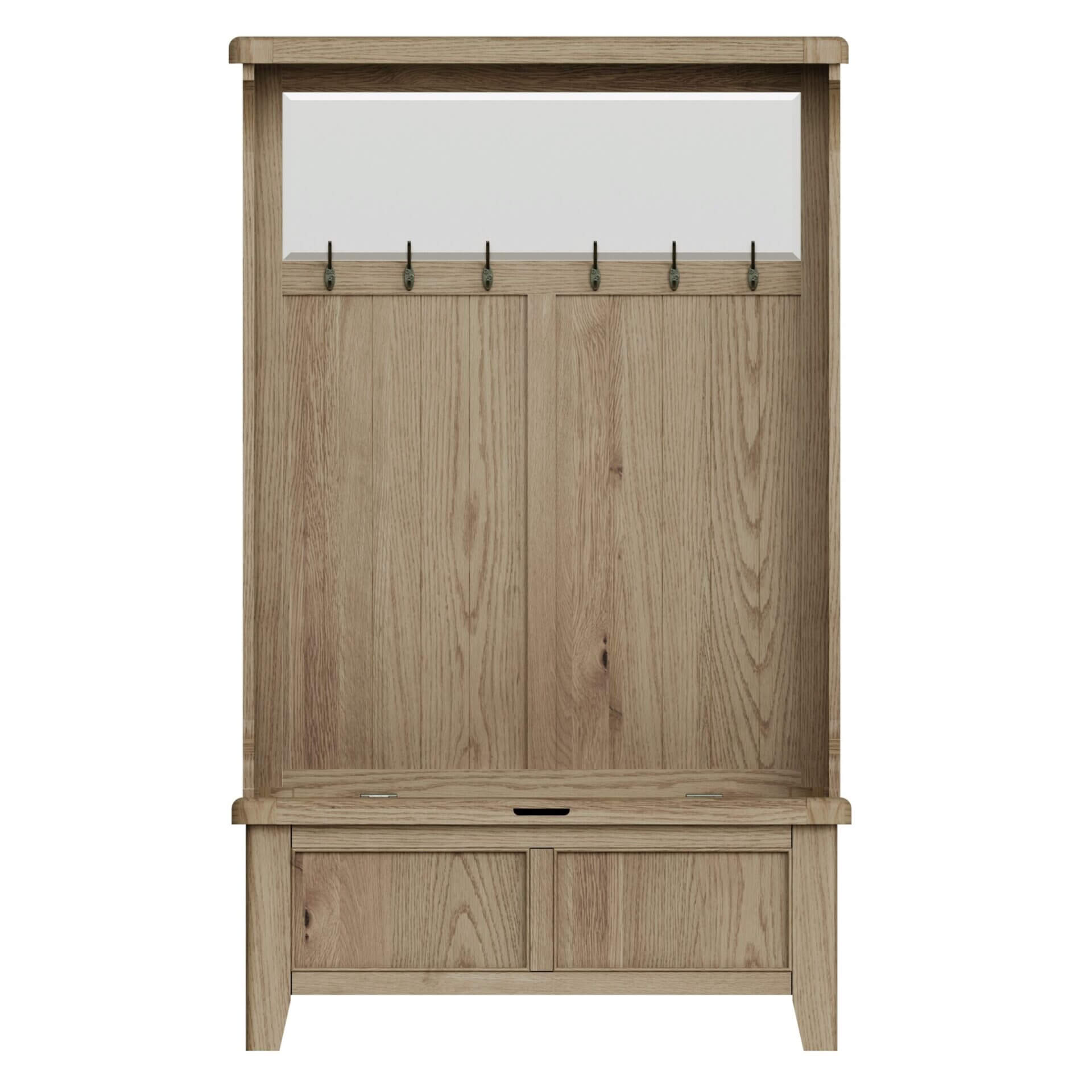 Holburn Oak Hall Bench with coat hangers