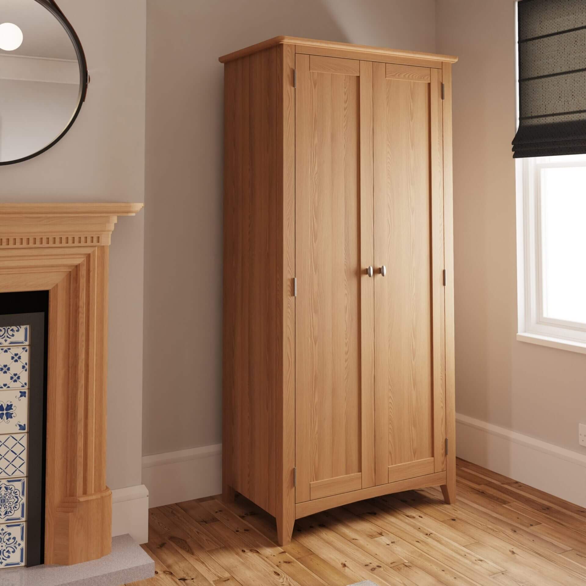 Elvedon Oak 2 Door Full Hang Wardrobe Pine and Oak