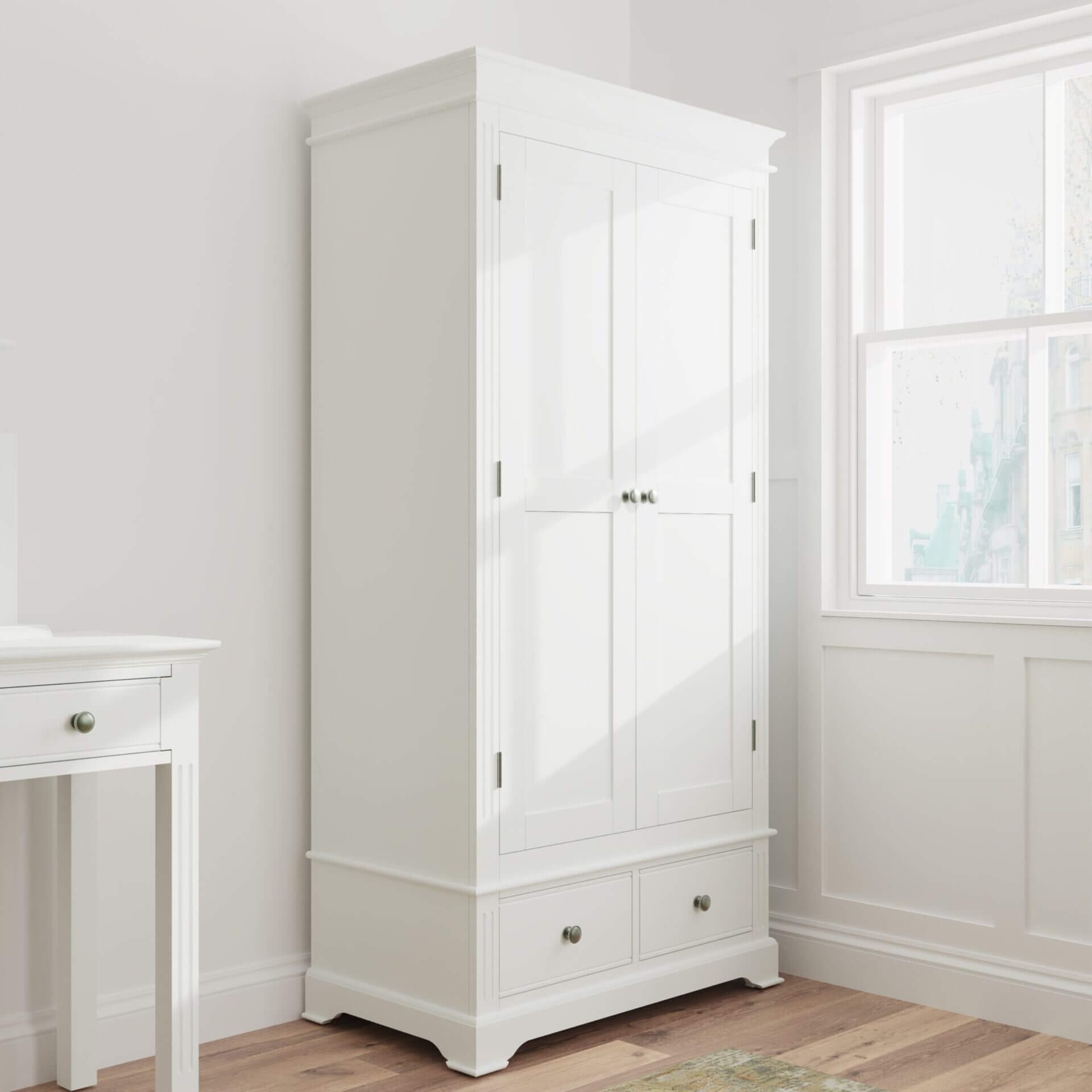 Chatsworth White 2 Drawer Wardrobe