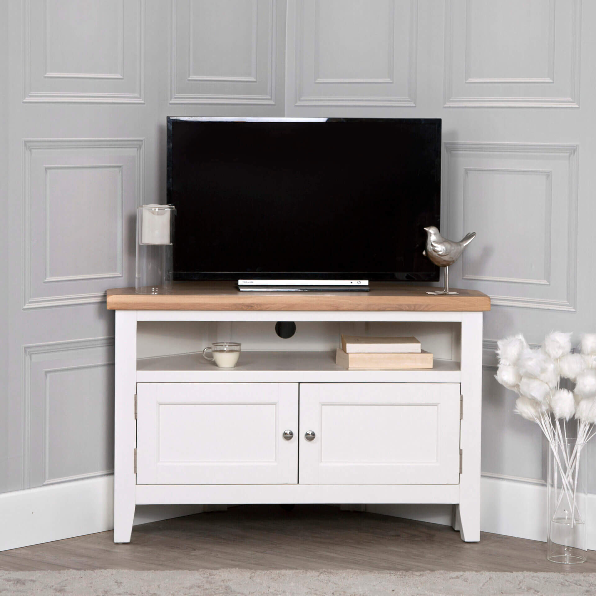 Coast Painted Corner TV Unit Pine and Oak